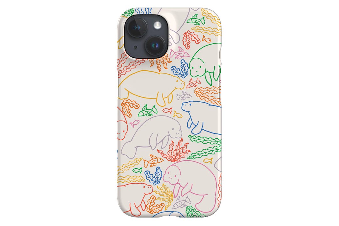Manatee Coral Reef Phone Case: Rainbow Sea Cow Design - Etsy