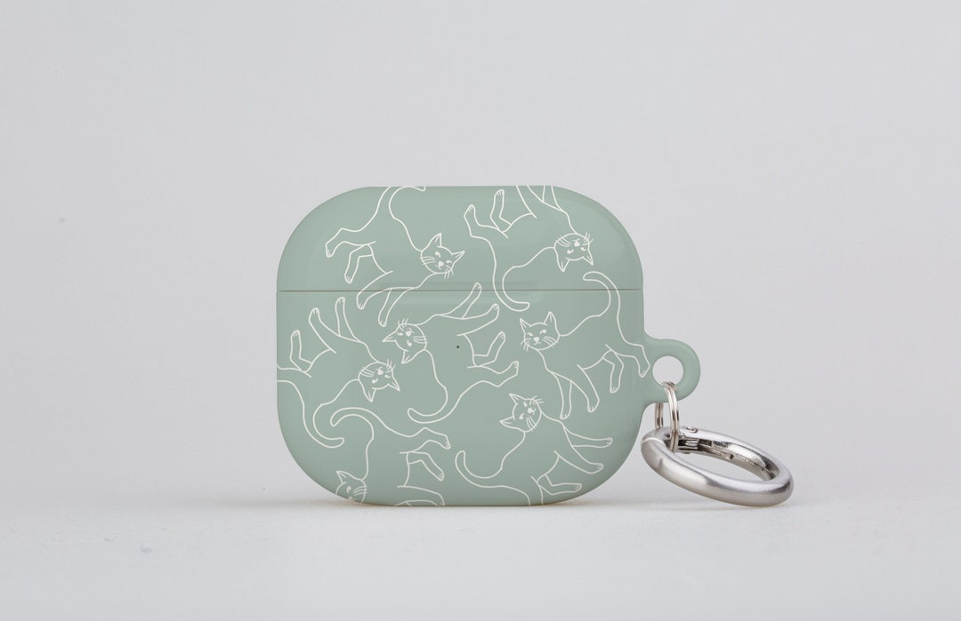 Cats Line Art AirPod Case: Mint Pet Animal Cover - Etsy