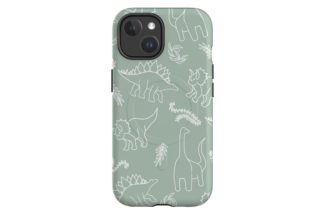 Dinosaur Magsafe iPhone Case | Cute Kawaii Dino Line Art Wireless Case ...