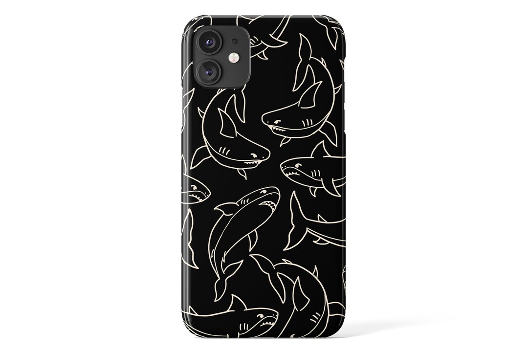 Shark Line Art Scatter Limited-edition Phone Case Ocean White Shark ...