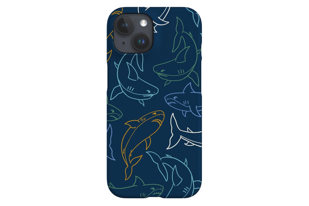 Shark Line Art Scatter Limited-edition Phone Case Ocean White Shark ...