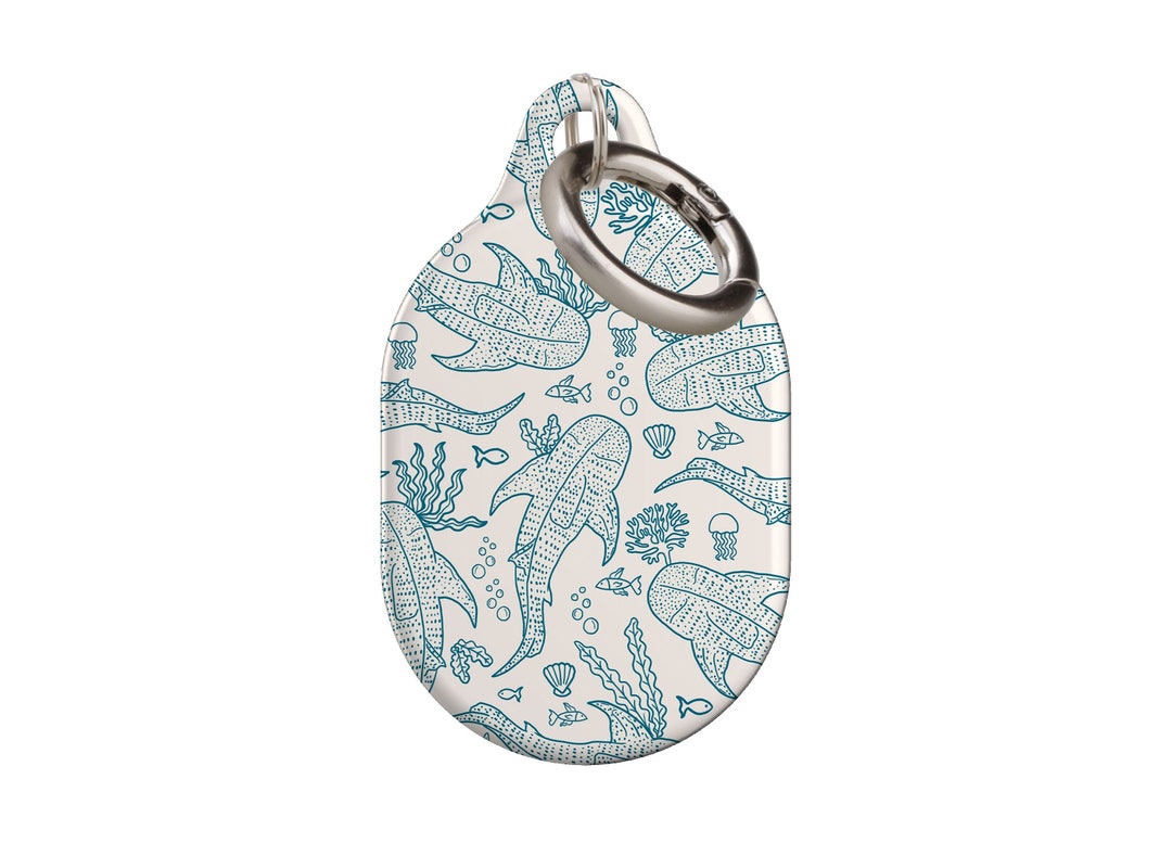 Whale Shark Scatter Coral Reef Apple AirTag Holder Cover Keychain ...