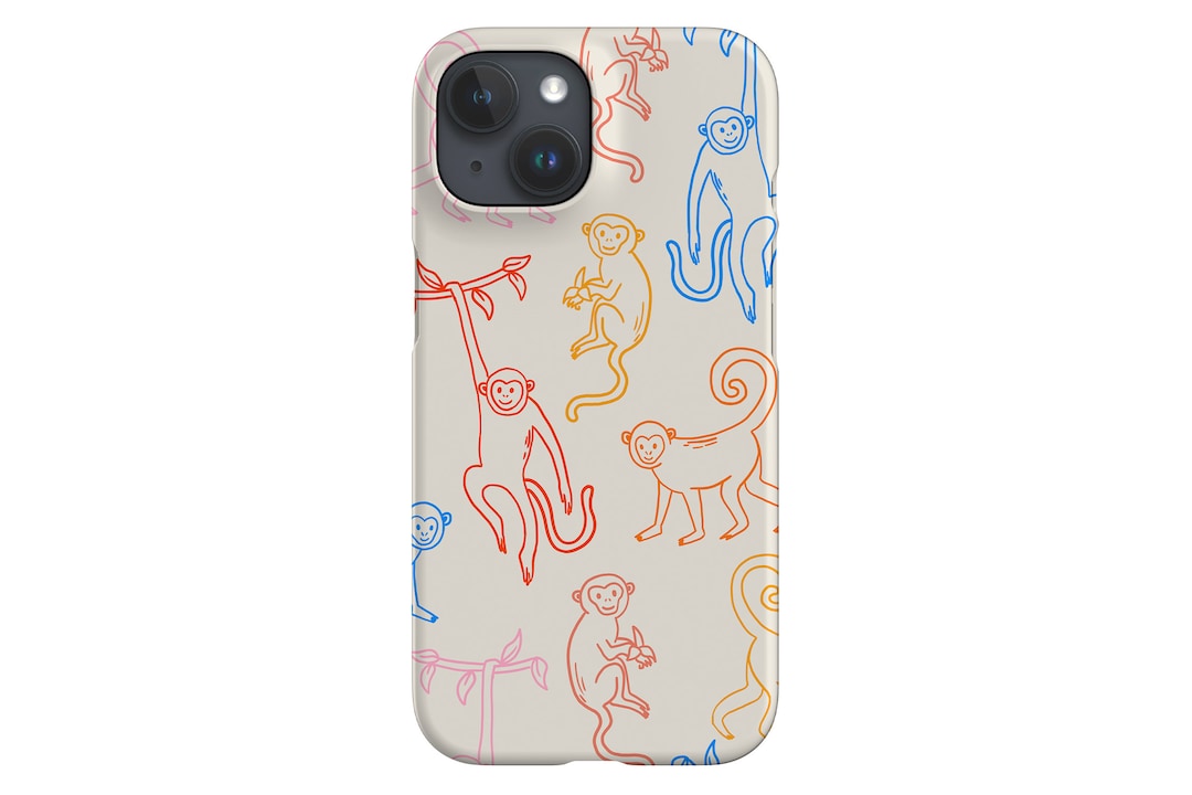 Monkey Line Art Scatter Phone Case | Cute Animal | Cover for iPhone 16 ...