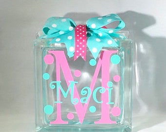 Glass block bank | Etsy