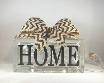 WELCOME Rectangular Decorative Home Decor Lighted Glass Block | Etsy