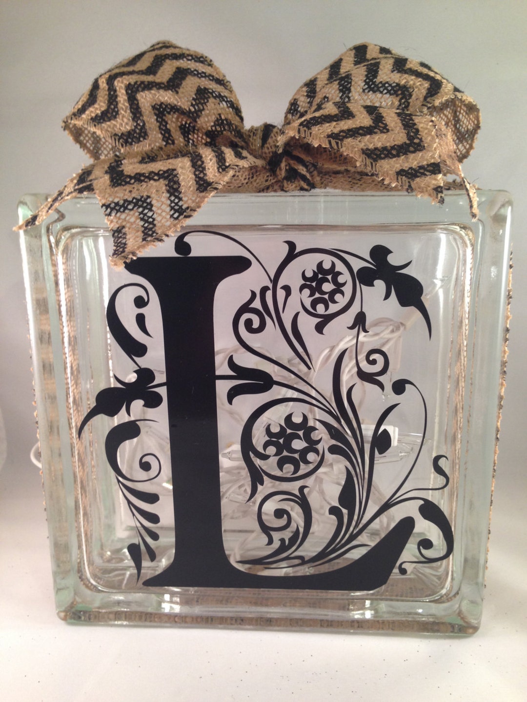 Custom Decorative Home Decor Monogram Inital Lighted Glass Block (8 ...
