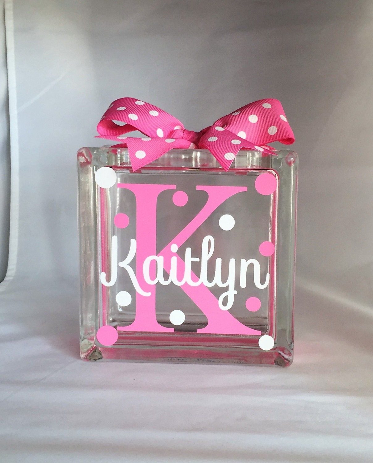 Girls Customized/personalized Glass Block Money Bank/piggy Bank (6-inch ...