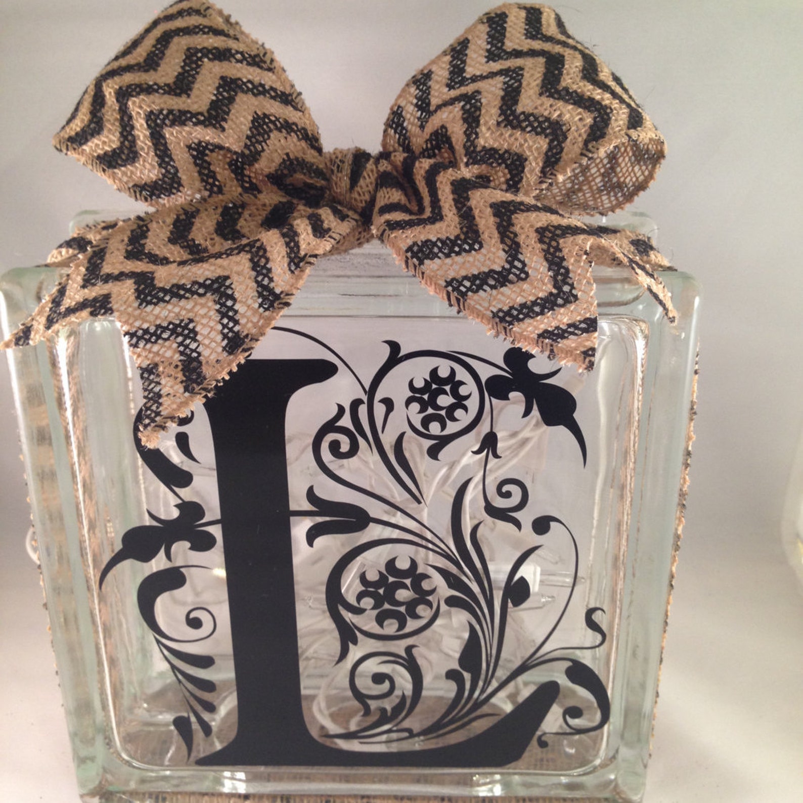 Custom Decorative Home Decor Monogram Inital Lighted Glass Block (8 ...