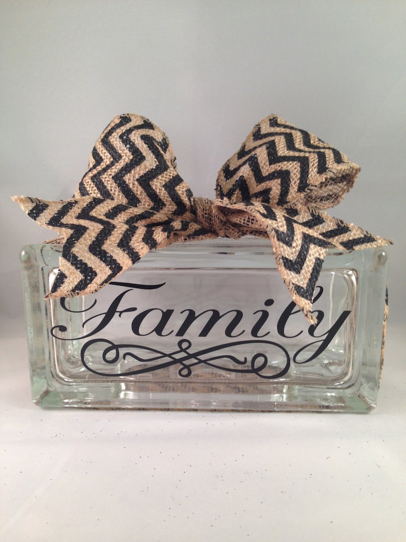 FAMILY Rectangular Decorative Home Decor Lighted Glass Block - Etsy