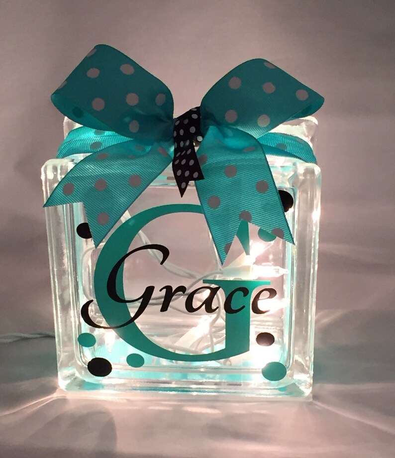 Girls Customized/personalized Lighted Glass Block Nightlight (6-inch ...