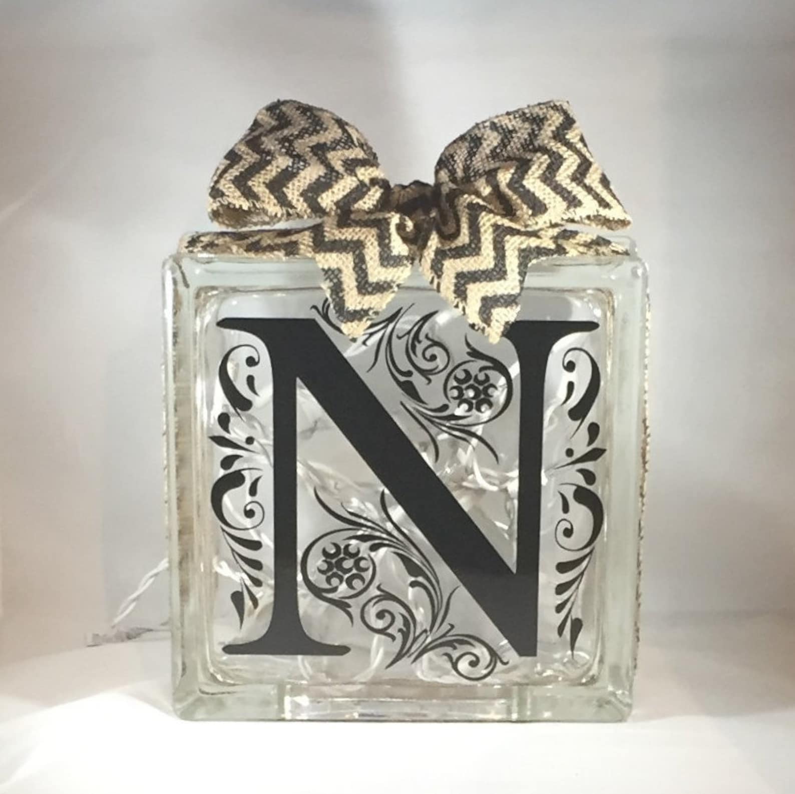 Custom Decorative Home Decor Monogram Inital Lighted Glass Block (8 ...