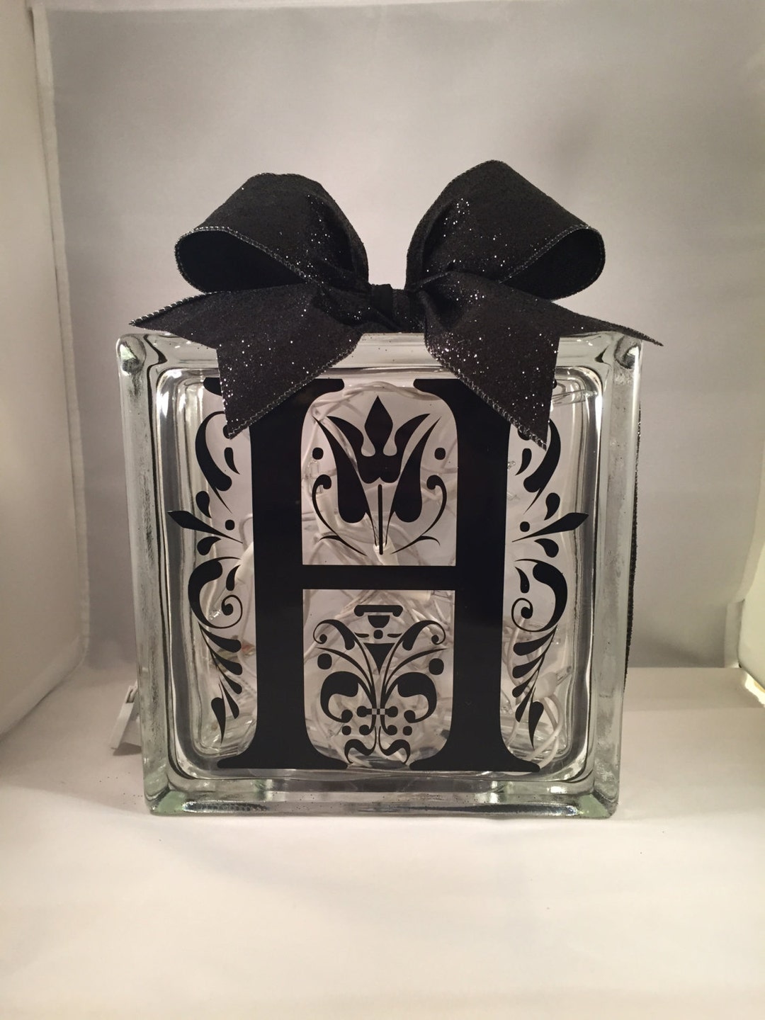 Custom Decorative Home Decor Monogram Inital Lighted Glass Block 8 Inch ...