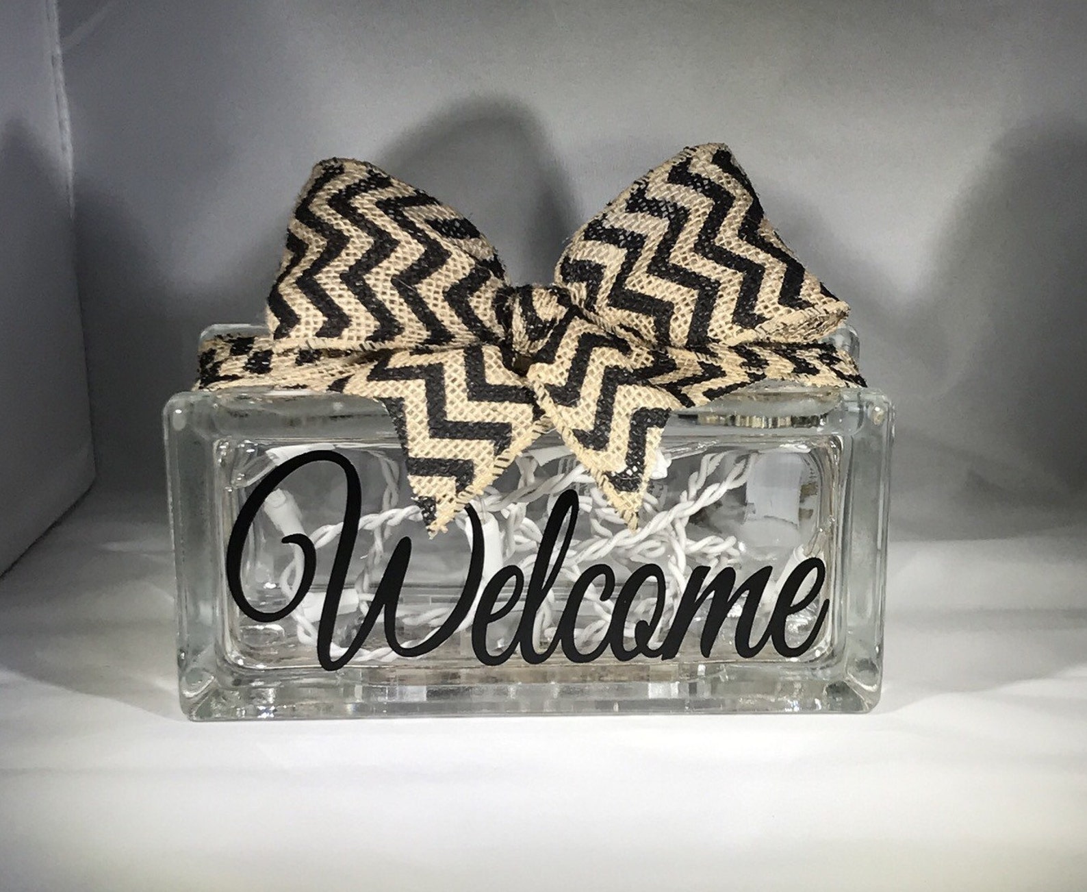 WELCOME Rectangular Decorative Home Decor Lighted Glass Block - Etsy