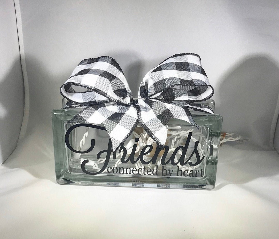 Friends Connected by Heart Glass Block Light/friends Gift//best Friend ...