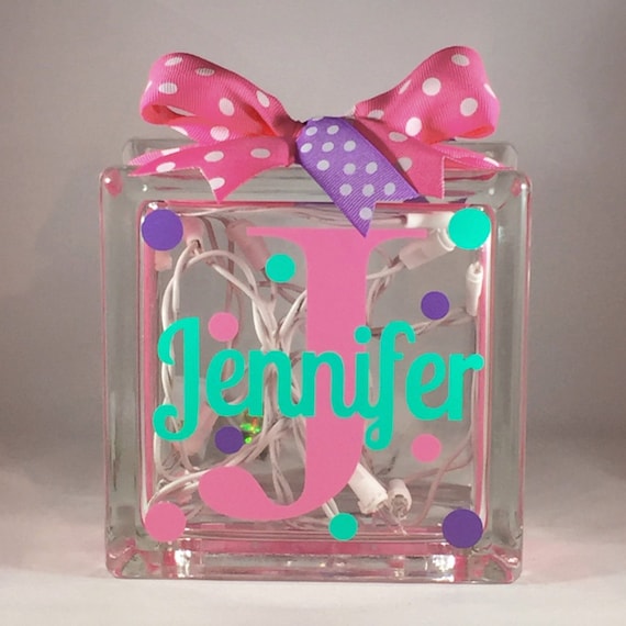 Girls Customized/personalized Lighted Glass Block Nightlight - Etsy