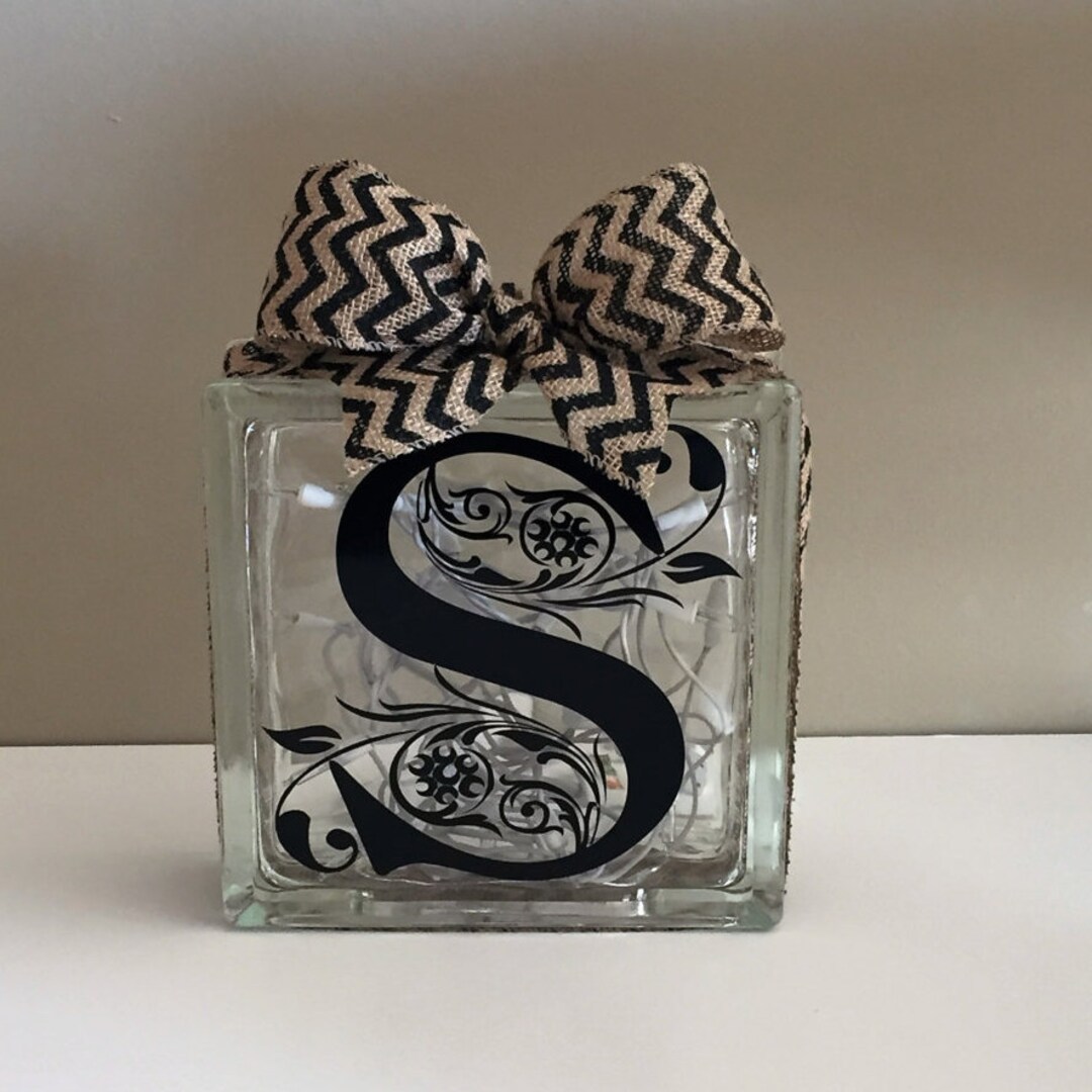 Custom Decorative Home Decor Monogram Inital Lighted Glass Block (8 ...