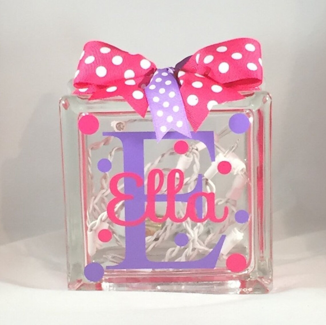 Girls Customized/personalized Lighted Glass Block Nightlight (6-inch ...