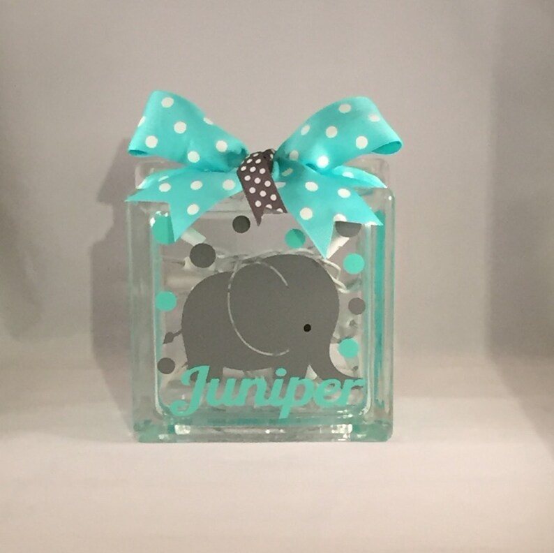 Babies Customized/personalized Elephant Lighted Glass Block - Etsy