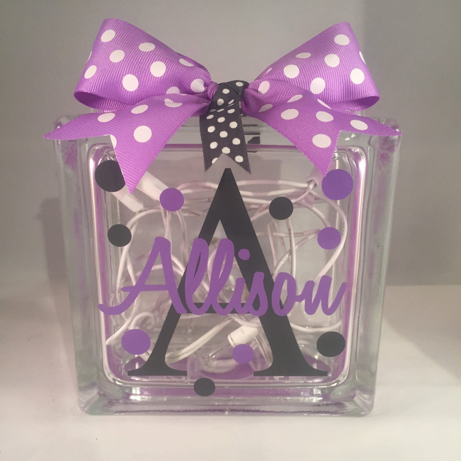 Girls Customized/personalized Lighted Glass Block Nightlight (6-inch ...
