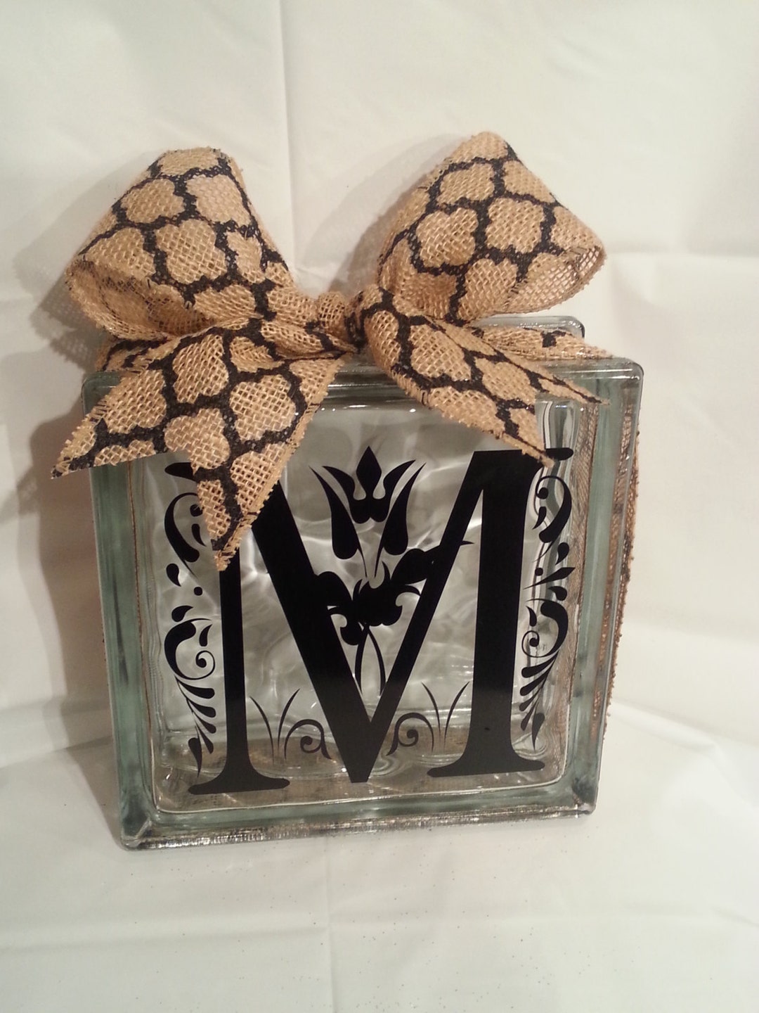 Custom Decorative Home Decor Monogram Inital Lighted Glass Block 8 Inch ...