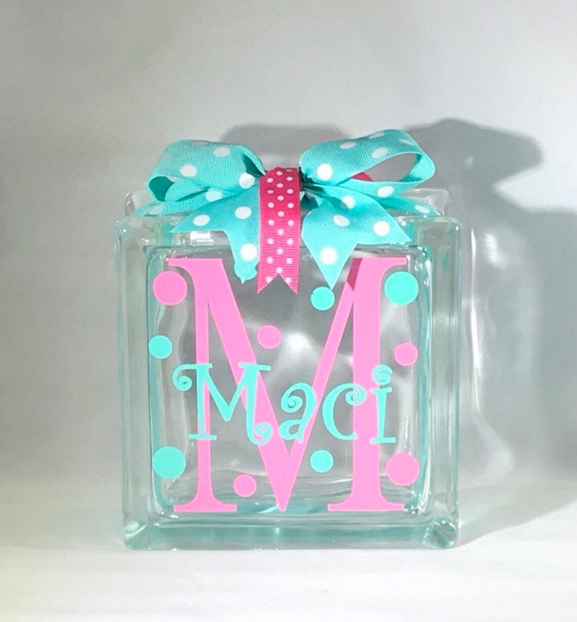 Girls Customized/personalized Glass Block Money Bank/piggy Bank (6-inch ...