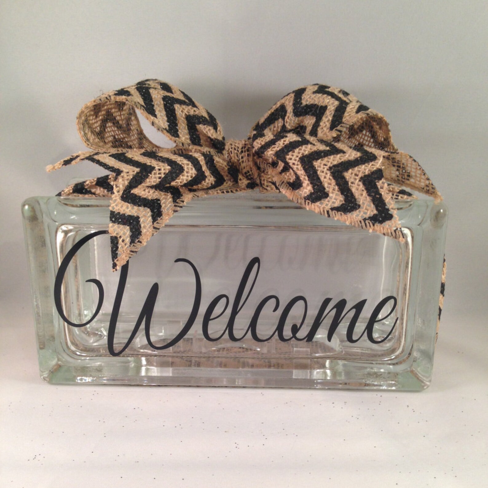 WELCOME Rectangular Decorative Home Decor Lighted Glass Block - Etsy