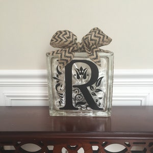 Custom Decorative Home Decor Monogram Inital Lighted Glass Block (8 ...