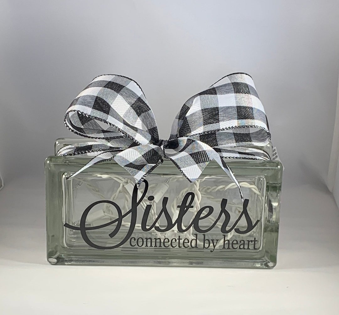 Sisters Connected by Heart Glass Block Light/sisters Gift/ Sisters ...