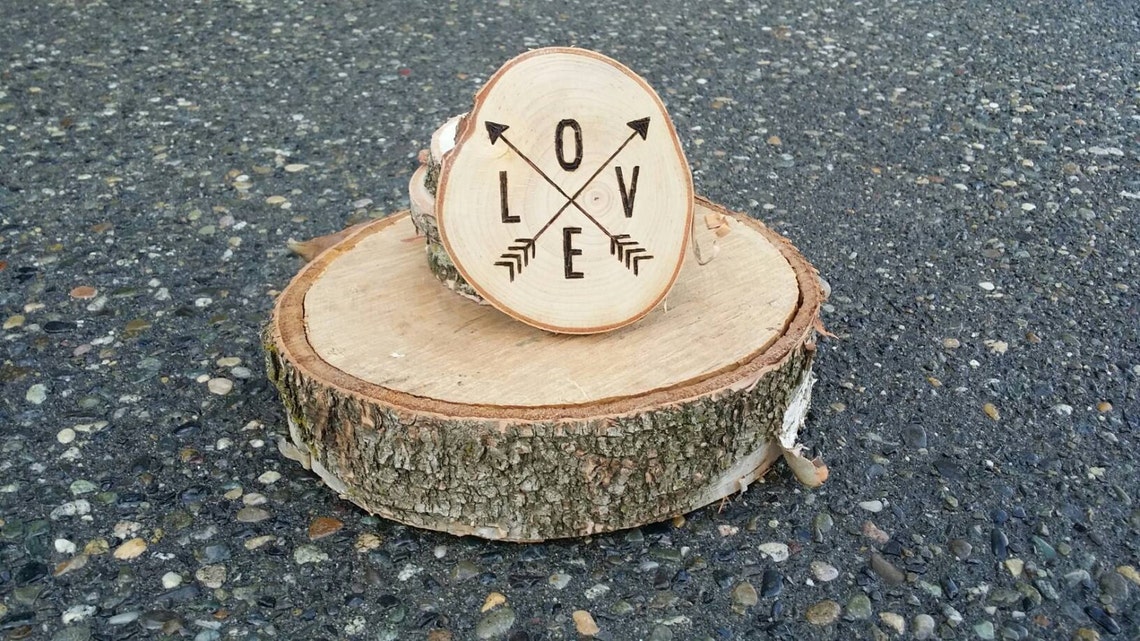 Love Coasters - Arrow Coasters - Set of 4 - Birch Log Slices-- Hand ...