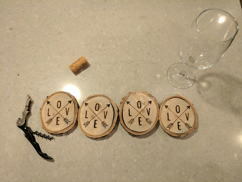 Love Coasters - Arrow Coasters - Set of 4 LOVE Arrows Coasters-- Birch ...