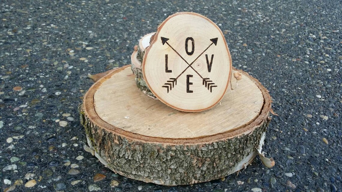 Love Coasters - Arrow Coasters - Set of 4 - Birch Log Slices-- Hand ...