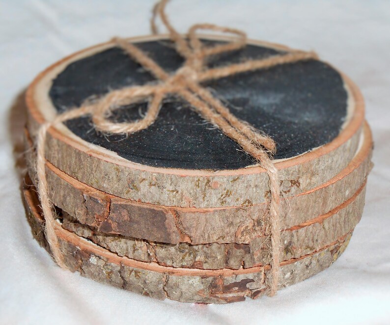 Chalkboard Coasters - Set of 4 Rustic Chalkboard Coasters (birch or ...