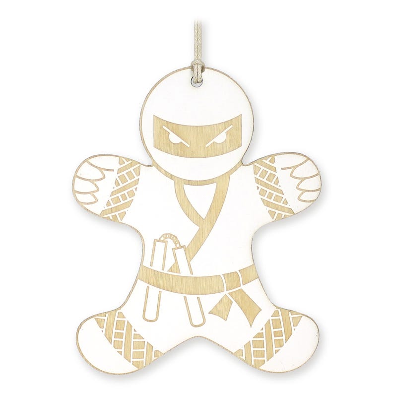 Ninja Gingerbread Man Christmas Ornament (white) - Etsy