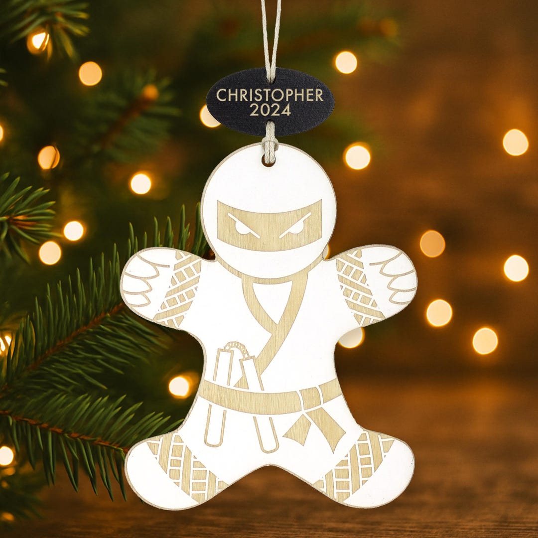 Personalized Ninja Gingerbread Man Christmas Ornament (white) - Etsy