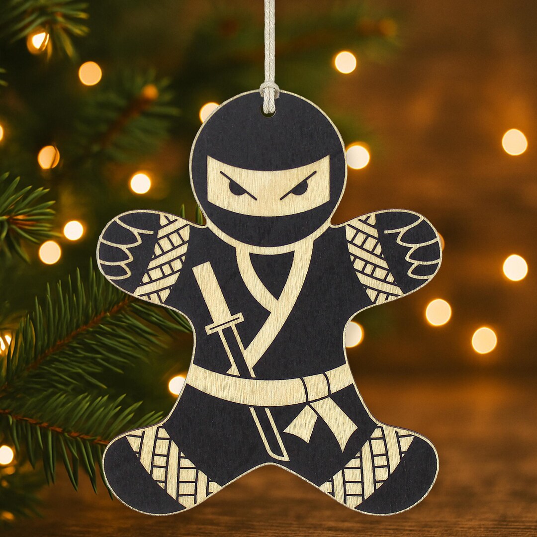 Ninja Gingerbread Man Christmas Ornament (black) - Etsy