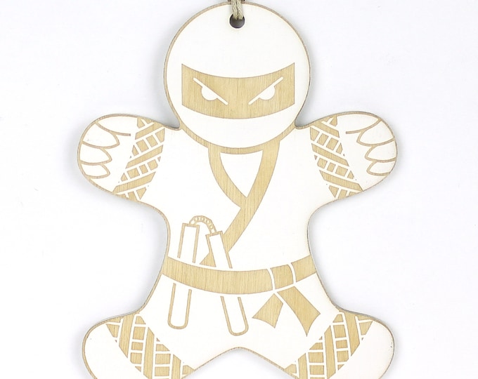 Ninja Gingerbread Man Christmas Ornament (white) - Etsy