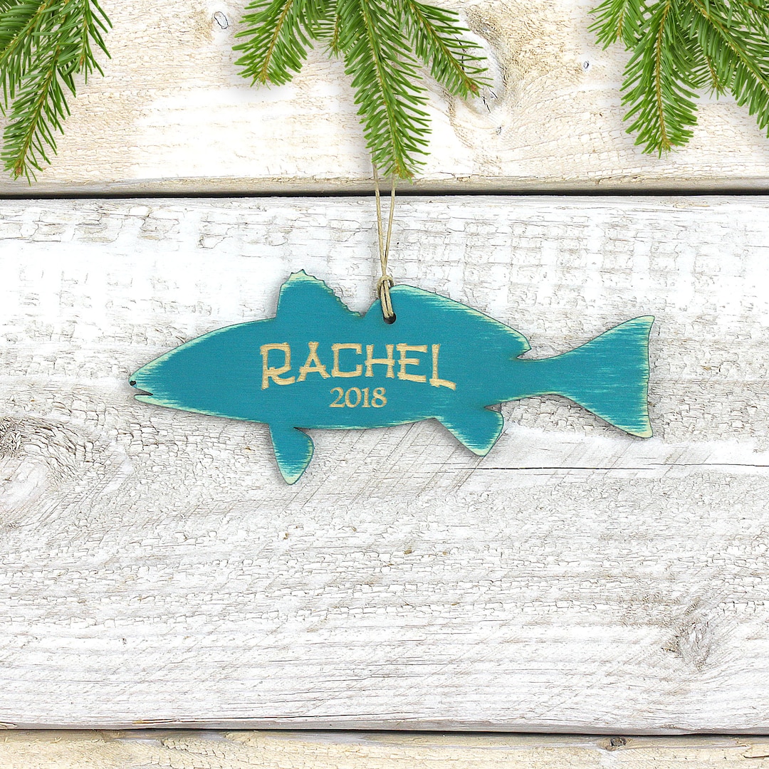 Personalized Redfish Christmas Ornament distressed Teal - Etsy