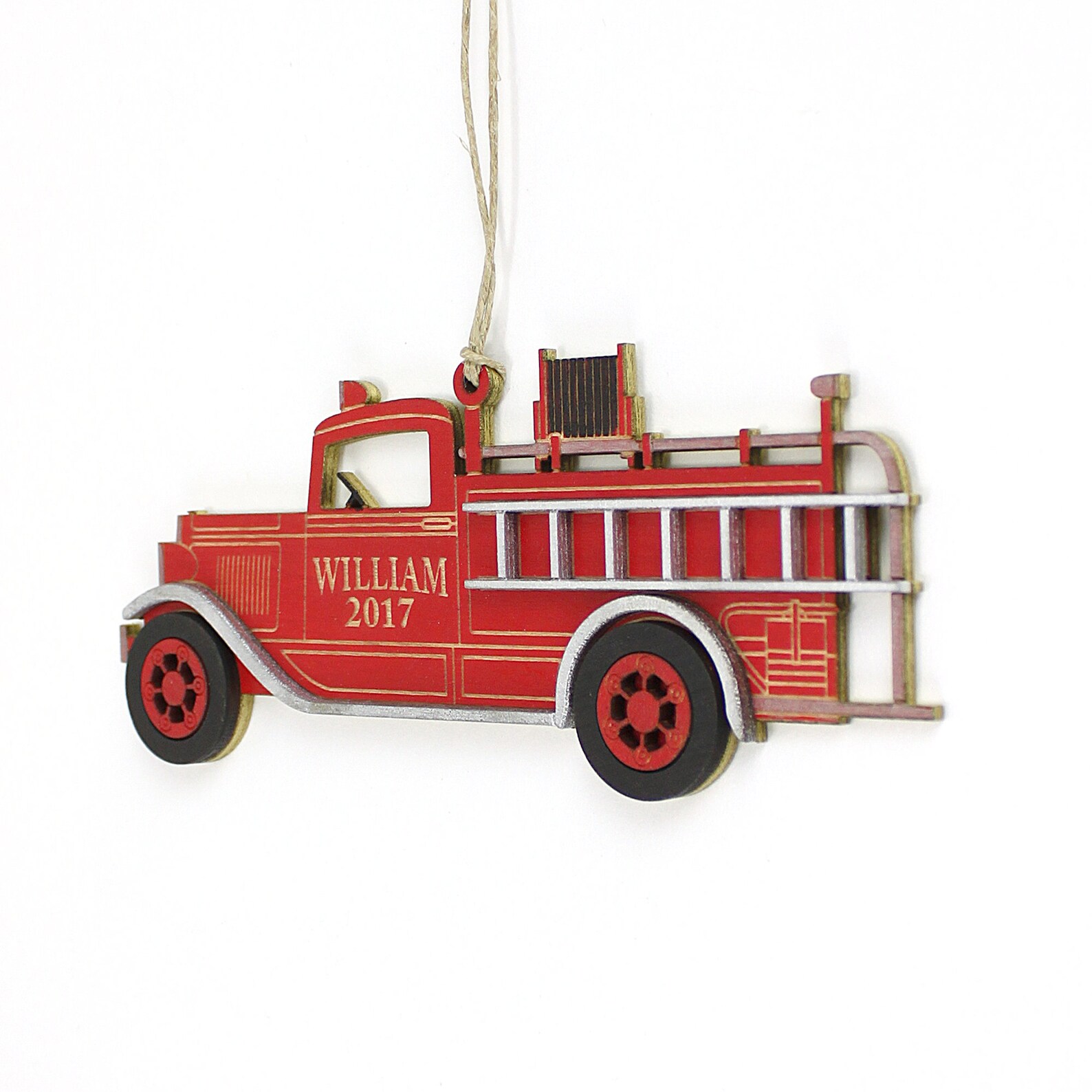 Personalized Firetruck Christmas Ornament laser Engraved - Etsy