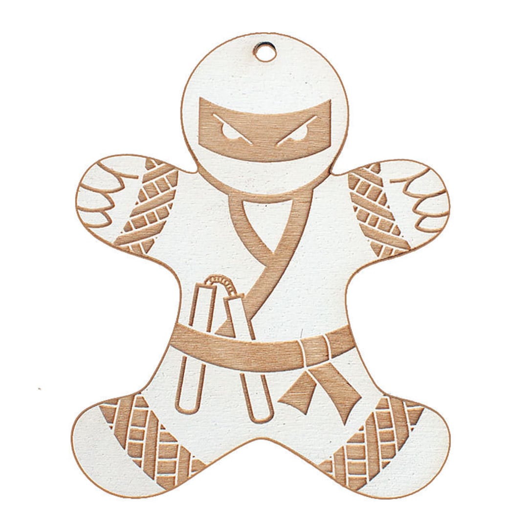 Ninja Gingerbread Man Christmas Ornament (white) - Etsy