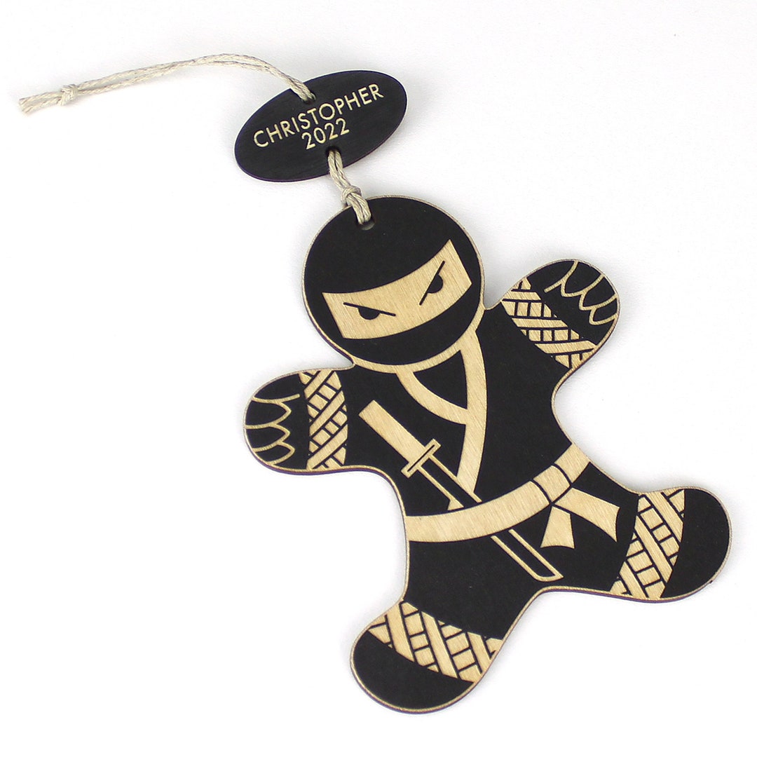 Personalized Ninja Gingerbread Man Christmas Ornament (black) - Etsy