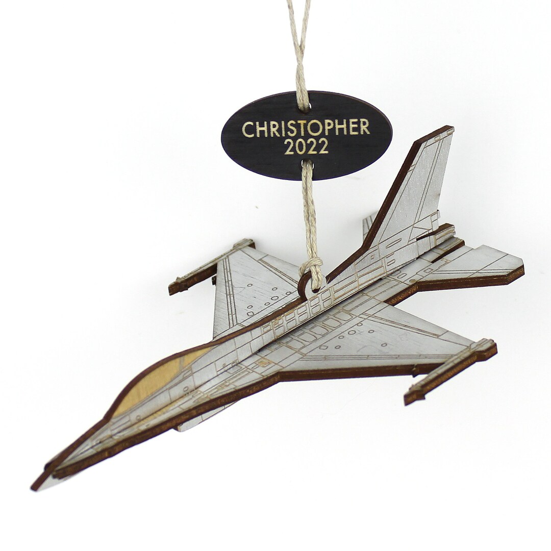 F-16 Falcon Fighter Jet Airplane Ornament With Personalized Tag - Etsy