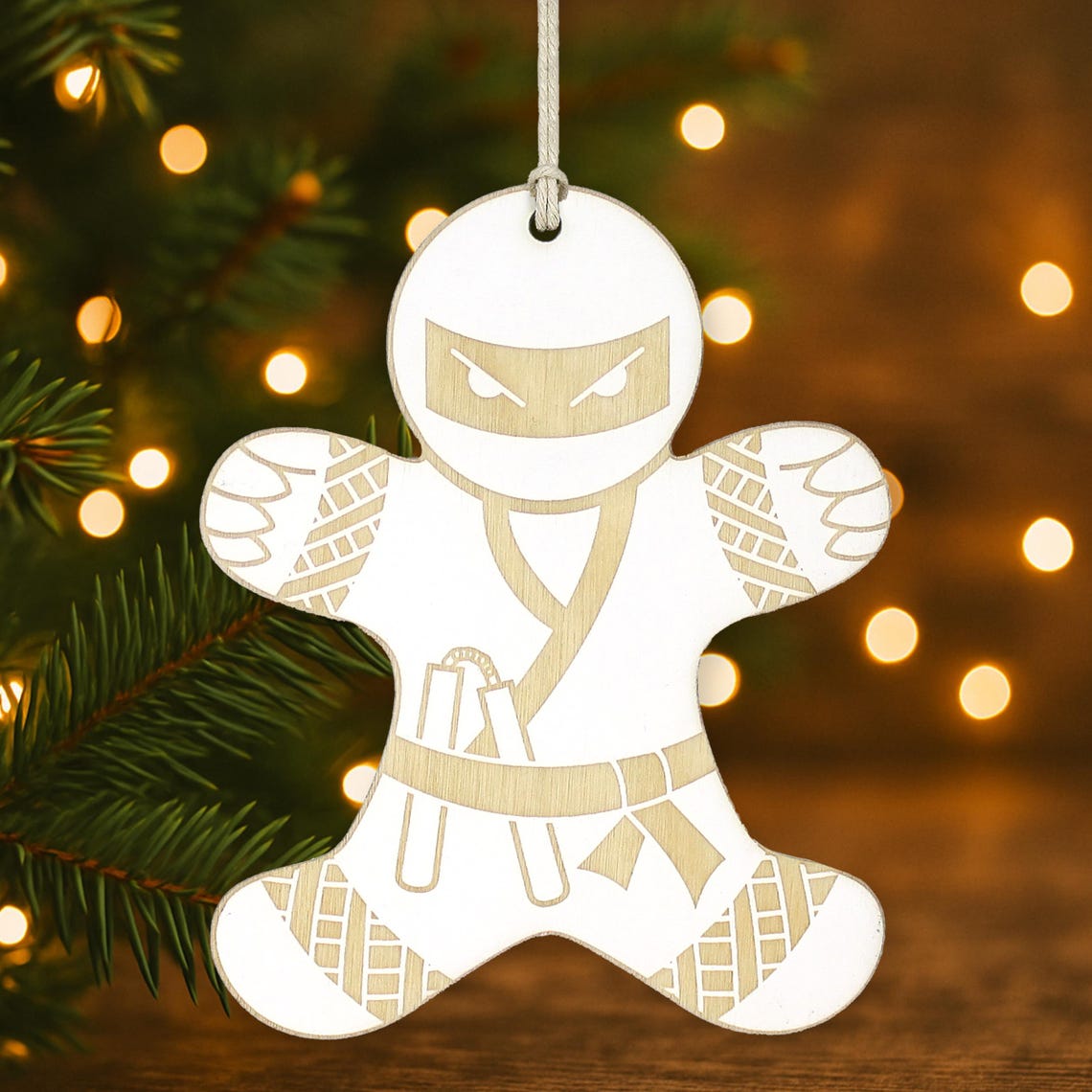 Ninja Gingerbread Man Christmas Ornament (white) - Etsy