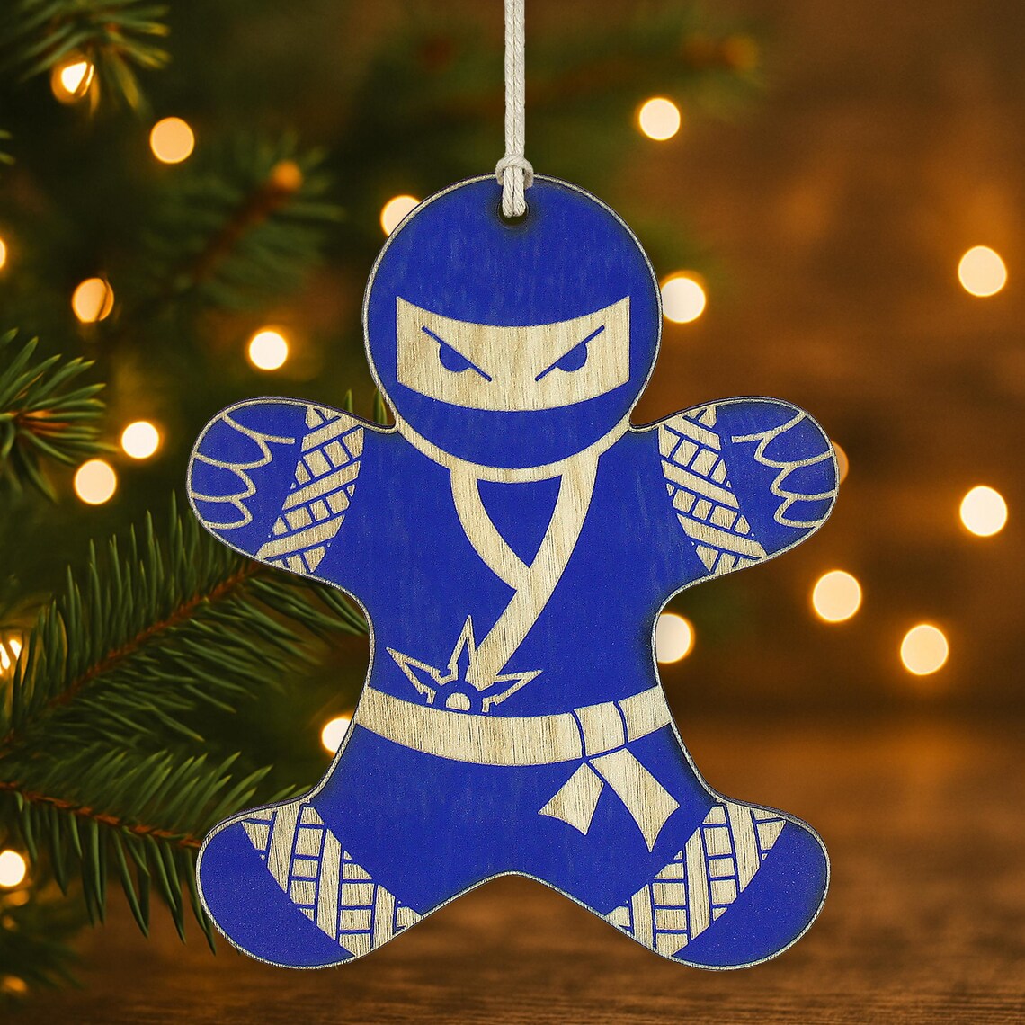 Ninja Gingerbread Man Christmas Ornament (blue) - Etsy