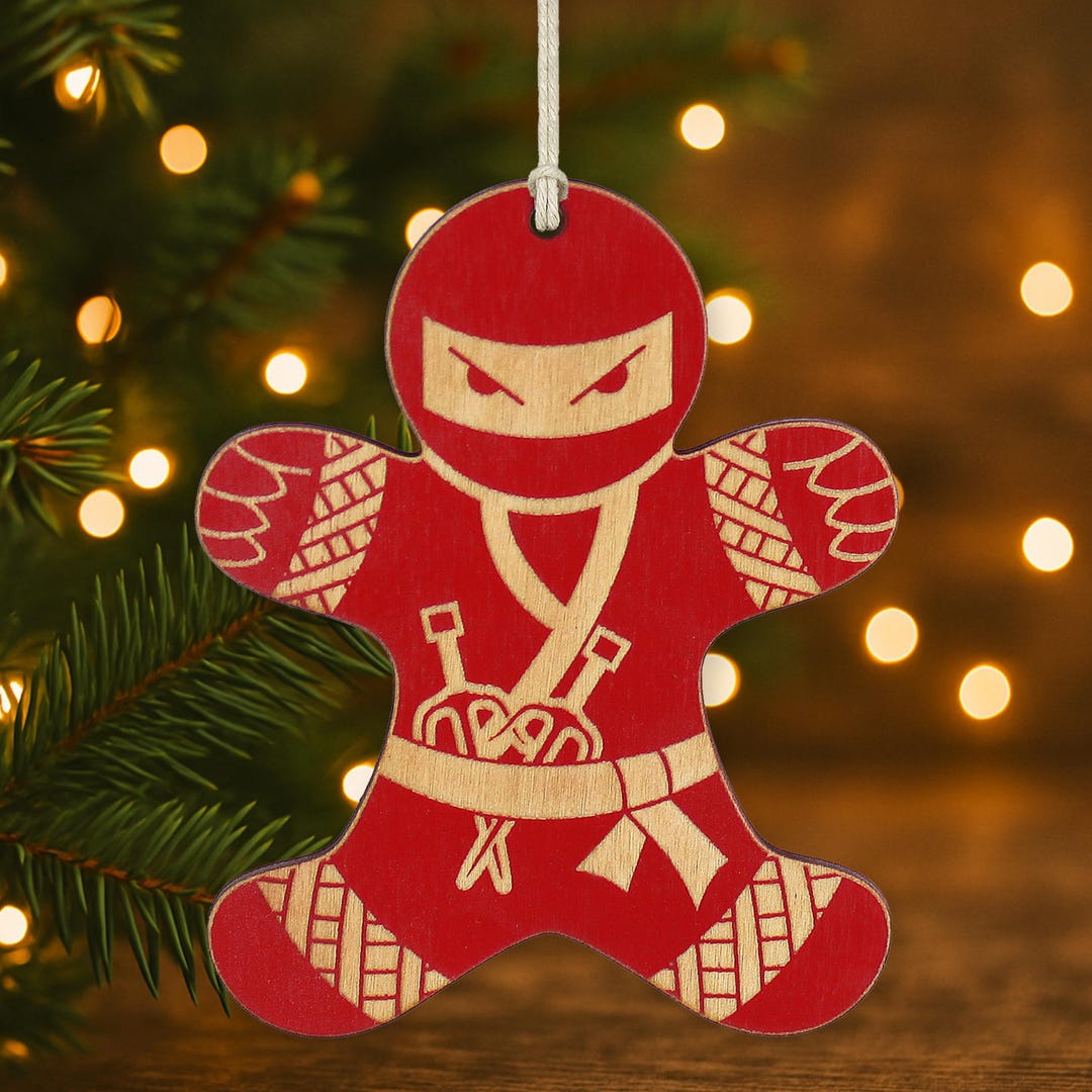 Ninja Gingerbread Man Christmas Ornament (red) - Etsy