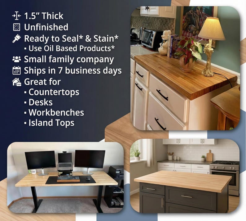 Butcher Block Countertop for DIY - Custom Sizes Available - Etsy