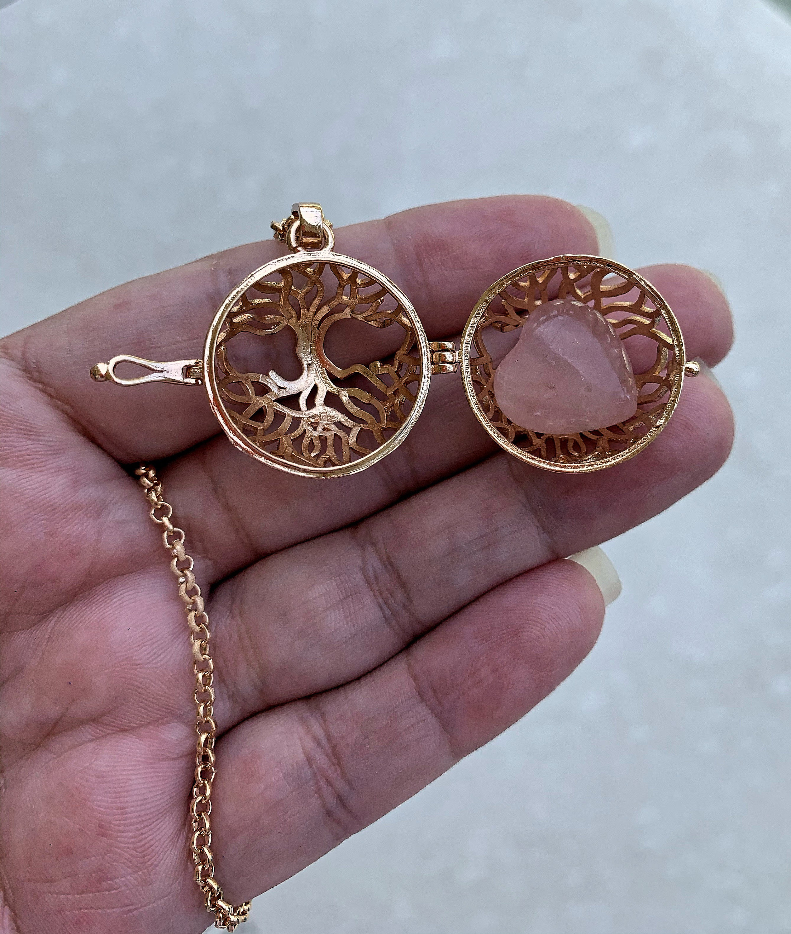Tree of Life Locket Necklace Crystal Holder Gemstone Holder - Etsy