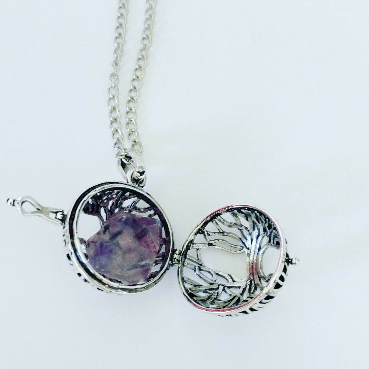 Tree of Life Locket Necklace Crystal Holder Gemstone Holder | Etsy