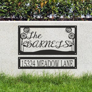 Custom Metal Family Name and Address Sign, Large Metal Entrance Sign ...
