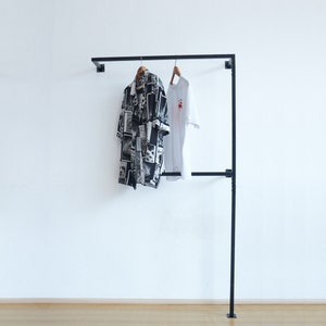 Wall Mounted Black Clothing Rack, Metal Two Tier Clothes Rack ...