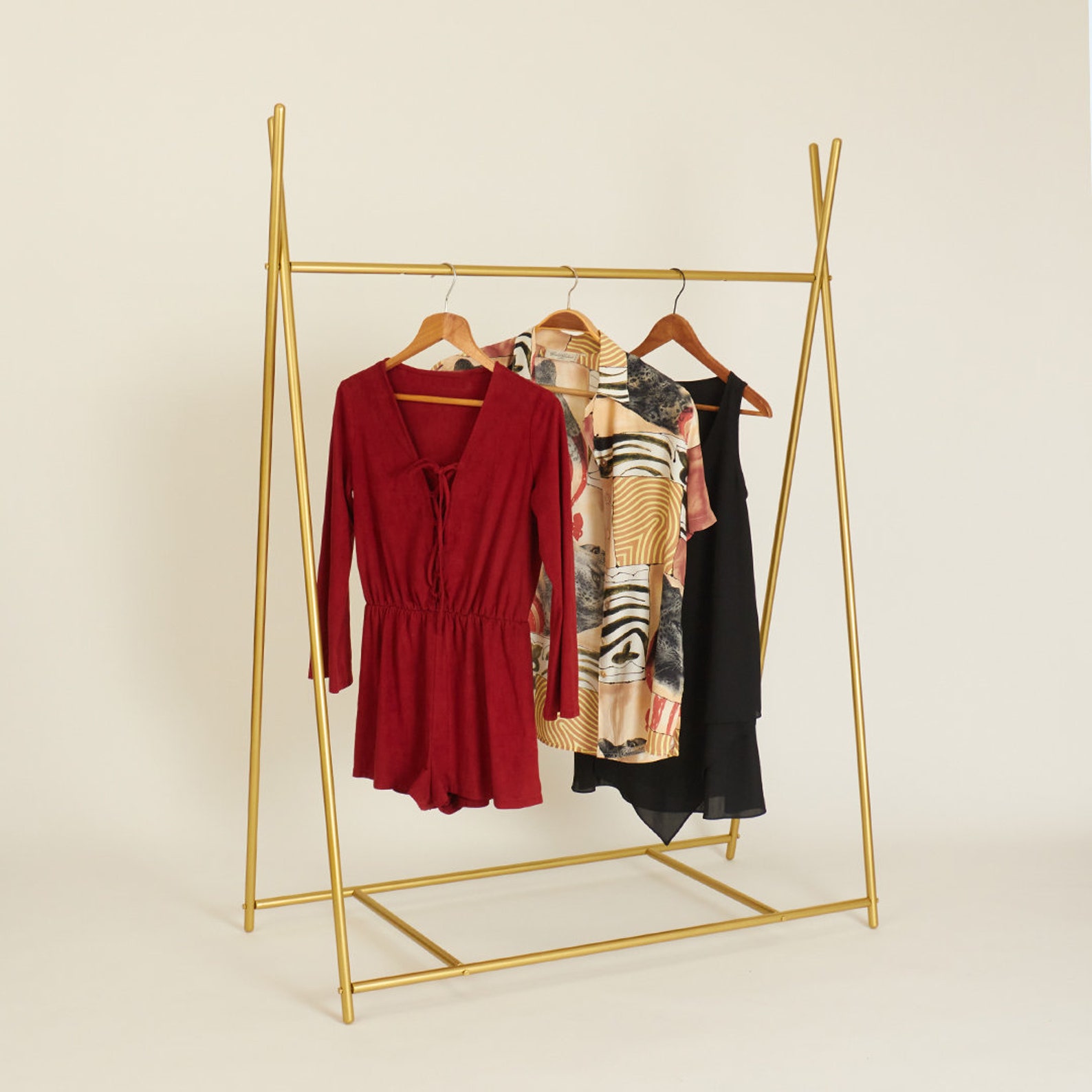 Industrial Clothes Rack Gold Clothing Rack Standing Coat Rack Clothes ...